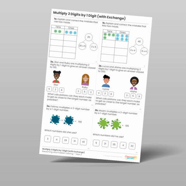 Year 3 Multiply 2 Digits By 1 Digit With Exchange Reasoning And Problem ...
