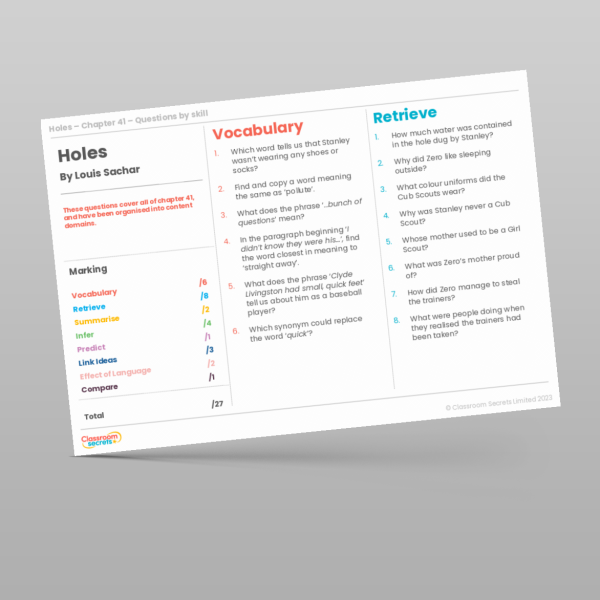 UKS2 Reading Skills Holes Chapter 41 Resource | Classroom Secrets
