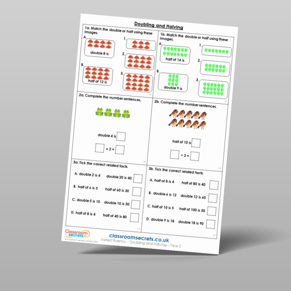 Year 2 Doubling And Halving Varied Fluency Resource | Classroom Secrets