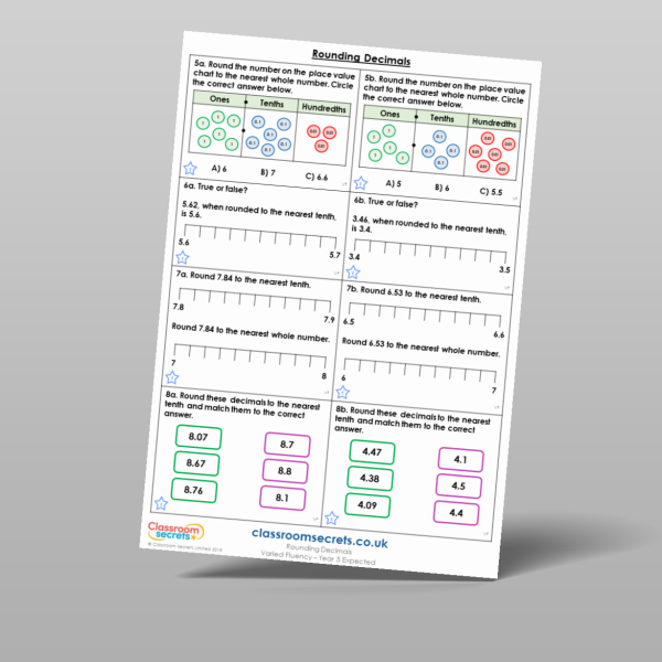 Year 5 Rounding Decimals Varied Fluency Resource | Classroom Secrets