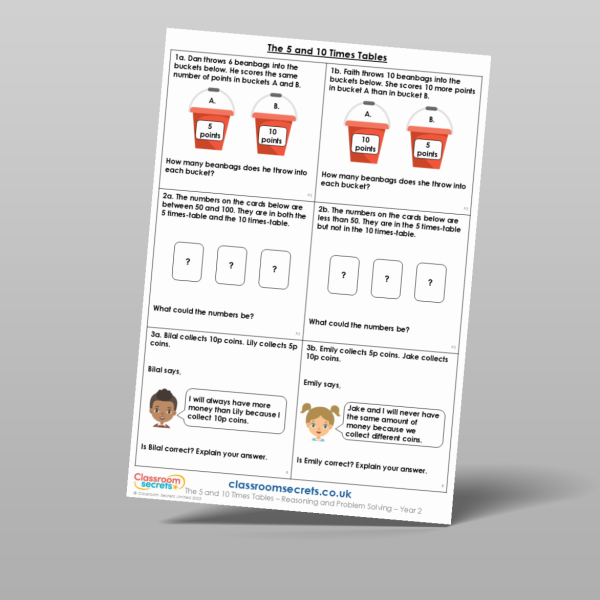 Year 2 The 5 And 10 Times Tables Reasoning And Problem Solving Resource ...