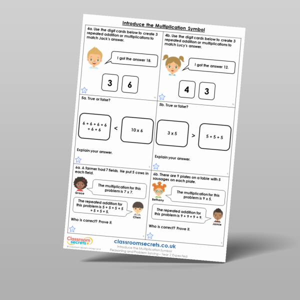 Year 2 Introduce The Multiplication Symbol Reasoning And Problem ...