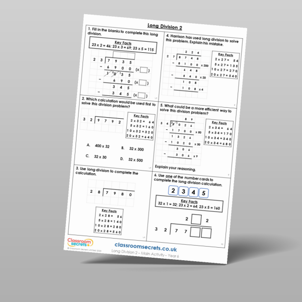 Year 6 Long Division 2 Mixed Activity Resource | Classroom Secrets