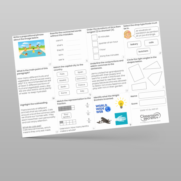 Year 3 Early Morning Work Summer Week 2 Resource | Classroom Secrets