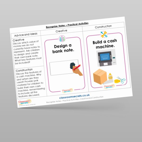 Year 1 Recognise Notes Practical Activities Resource | Classroom Secrets
