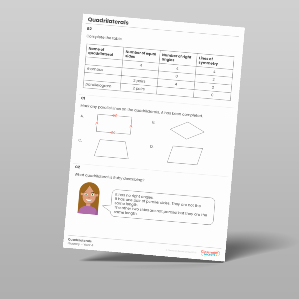 Year 5 Quadrilaterals Fluency Matrix Resource | Classroom Secrets
