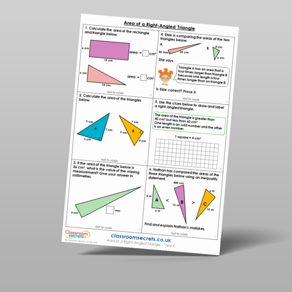 Year 6 Area Of A Right Angled Triangle Mixed Activity Resource ...
