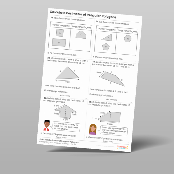 Year 4 Calculate Perimeter Of Irregular Polygons Reasoning And Problem Solving Resource ...