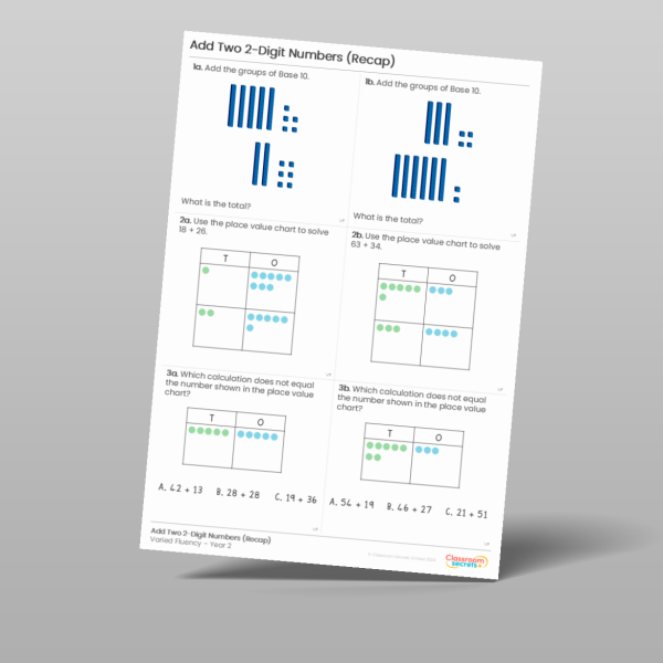 Year 2 Add Two 2 Digit Numbers Recap Varied Fluency Resource ...