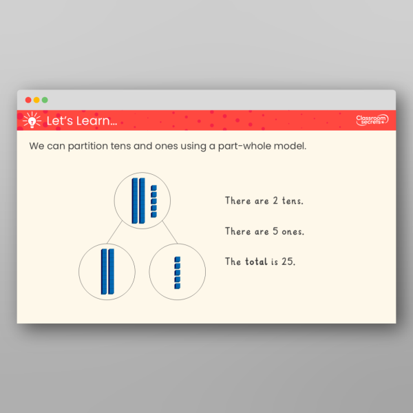 Year 1 Partition Tens And Ones Within Fifty Teaching Ppt Resource ...