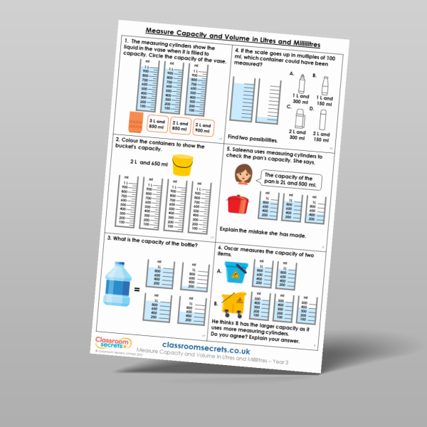 Year 3 Measure Capacity And Volume In Litres And Millilitres Mixed ...