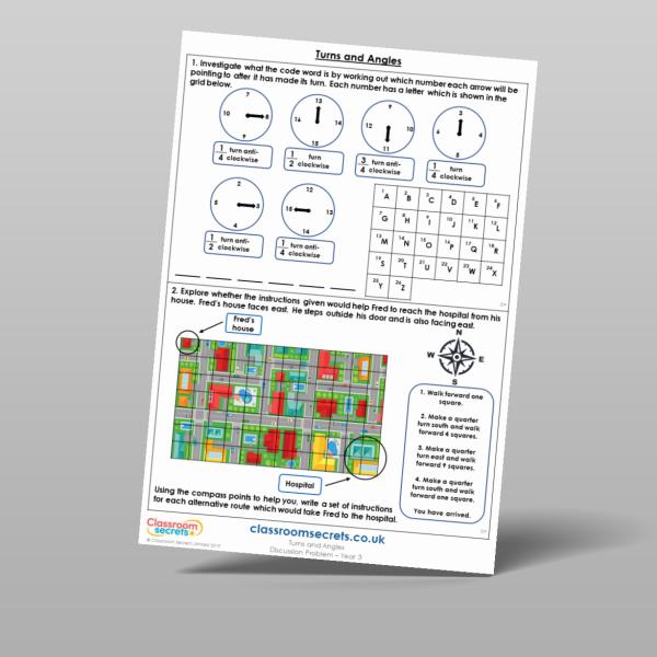 Year 3 Turns And Angles Discussion Problem Resource | Classroom Secrets
