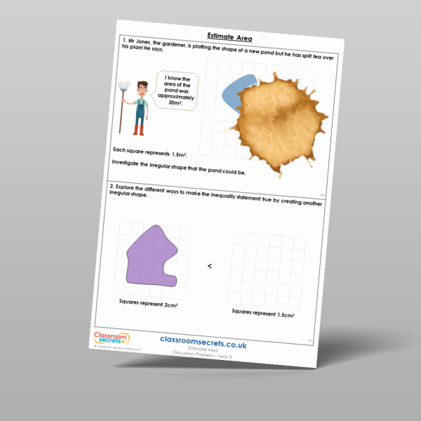 Year 5 Estimate Area Discussion Problem Resource | Classroom Secrets