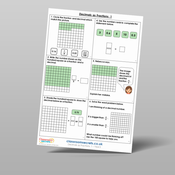 Year 5 Decimals As Fractions 1 Mixed Activity Resource | Classroom Secrets