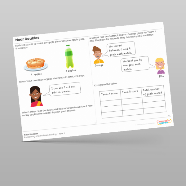 Year 1 Near Doubles Reasoning And Problem Solving 2 Resource | Classroom Secrets