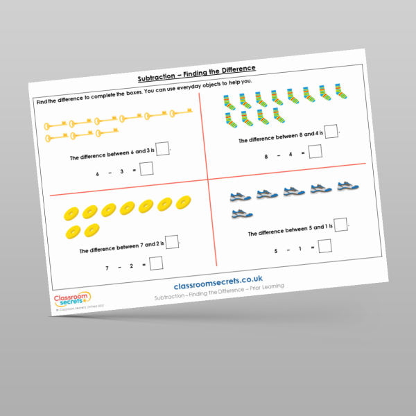 Year 1 Subtraction Finding The Difference Prior Learning Resource ...