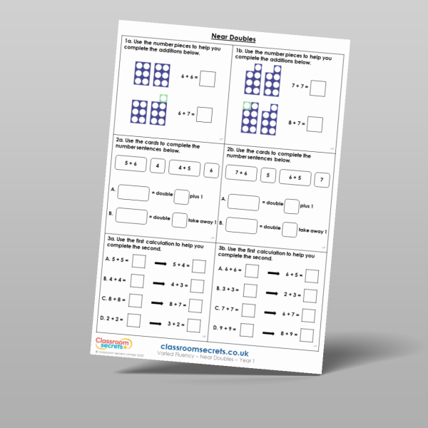 Year 1 Near Doubles Varied Fluency Resource | Classroom Secrets
