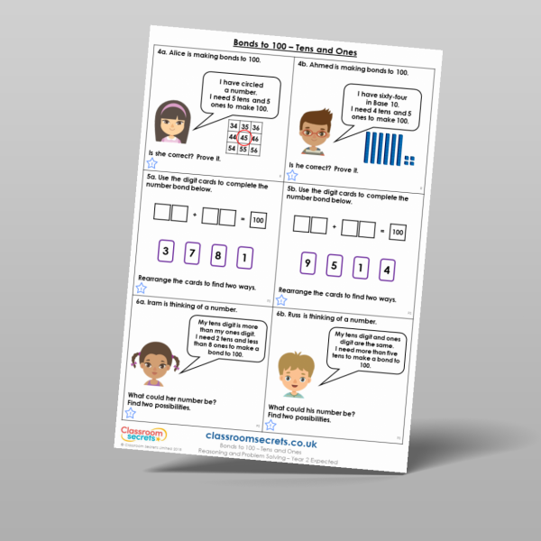 Year 2 Bonds To 100 Tens And Ones Reasoning And Problem Solving Resource | Classroom Secrets