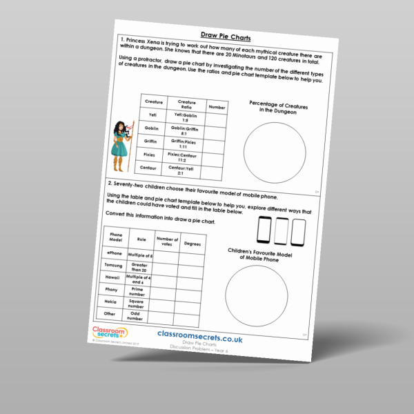 Year 6 Draw Pie Charts Discussion Problem Resource | Classroom Secrets
