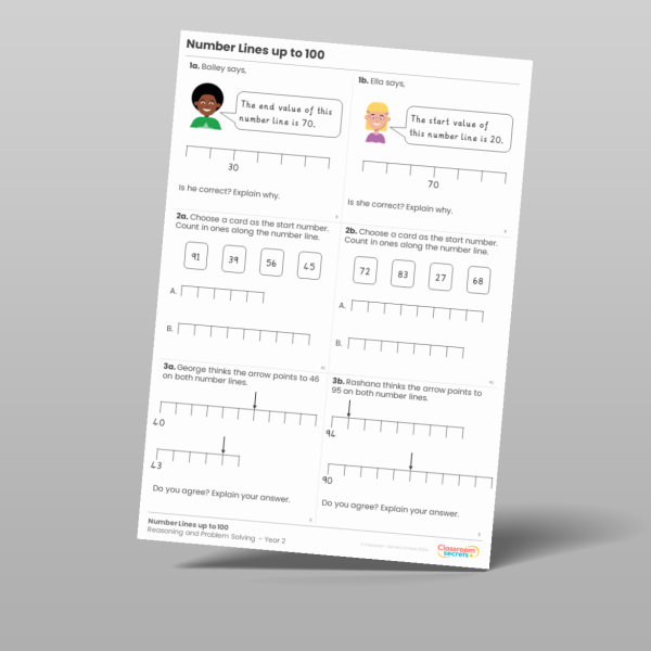 Year 2 Number Lines Up To 100 Reasoning And Problem Solving Resource Classroom Secrets