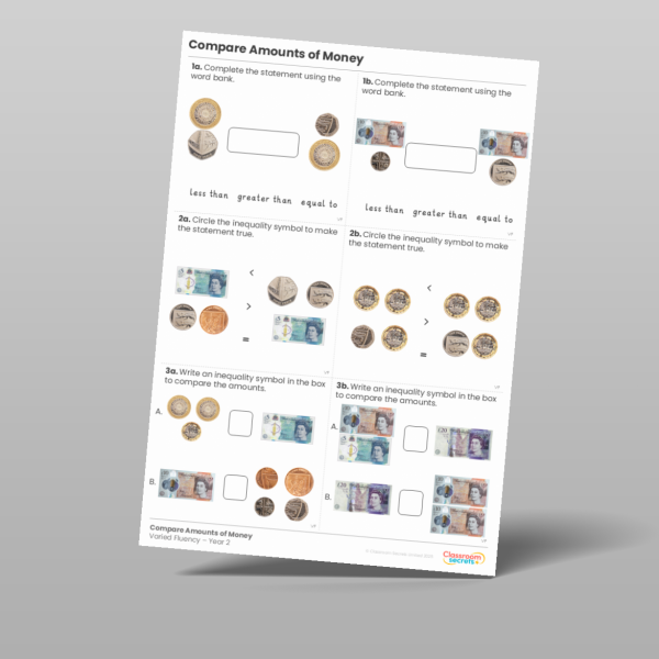 Year 2 Compare Amounts Of Money Varied Fluency 2 Resource | Classroom ...