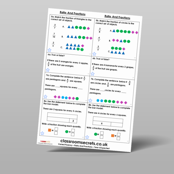 Year 6 Ratio And Fractions Varied Fluency Resource | Classroom Secrets