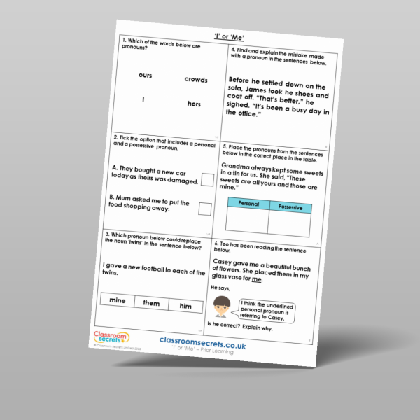 Year 4 I Or Me Prior Learning Resource | Classroom Secrets