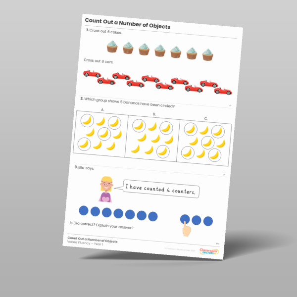 Year 1 Count Objects From A Larger Group Homework Resource Classroom Secrets