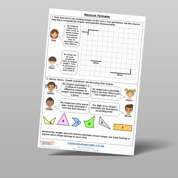 Year 3 Measure Perimeter Discussion Problem Resource | Classroom Secrets