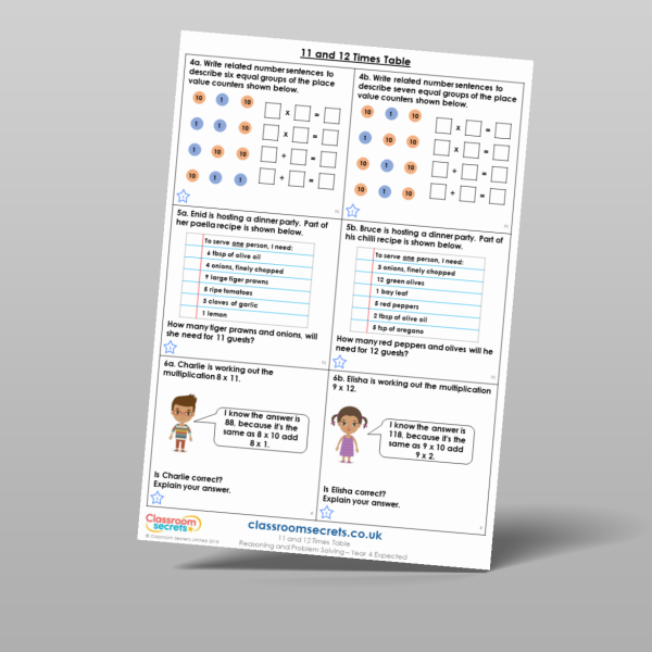 Year 4 11 And 12 Times Table Reasoning And Problem Solving Resource
