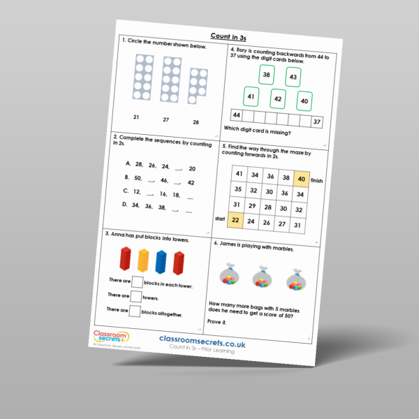 Year 2 Count In 3s Prior Learning Resource | Classroom Secrets