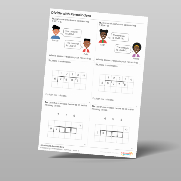 Divide with Remainders Reasoning and Problem Solving Resource ...
