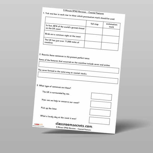 Year 3 Coastal Features 5 Minute Revision Resource | Classroom Secrets