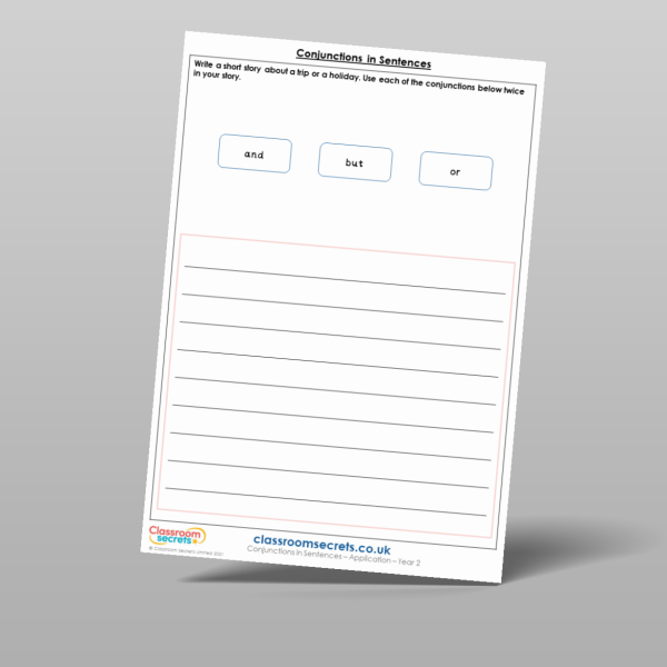 Year 2 Conjunctions In Sentences Application Resource | Classroom Secrets
