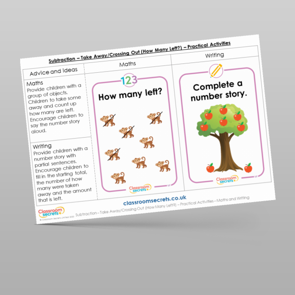 Year 1 Subtraction Take Away Crossing Out How Many Left Practical ...