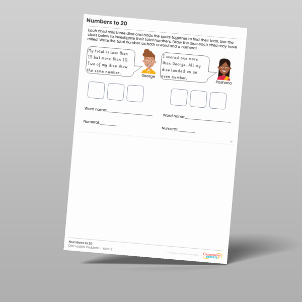 Year 2 Numbers To 20 Discussion Problem 2 Resource | Classroom Secrets