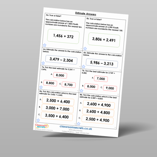 Year 4 Estimate Answers Varied Fluency Resource | Classroom Secrets Year 4 Estimate Answers Varied Fluency Resource | Classroom Secrets