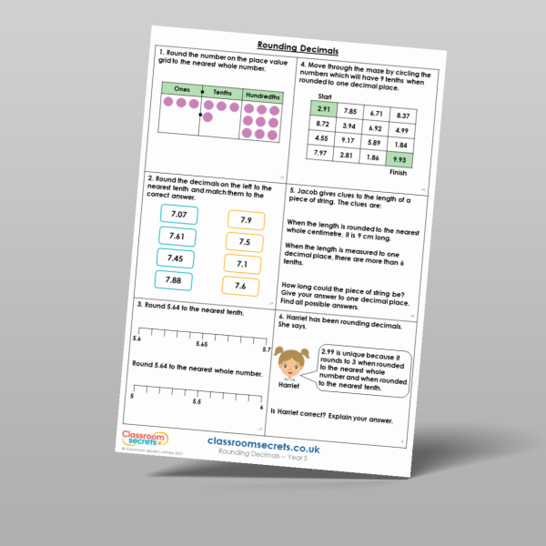 Year 5 Rounding Decimals Mixed Activity Resource | Classroom Secrets