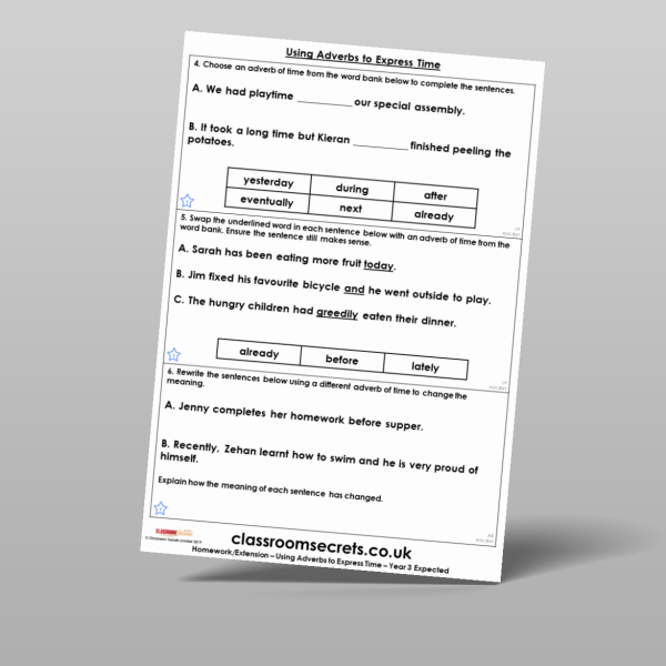 Time Adverbs Worksheets