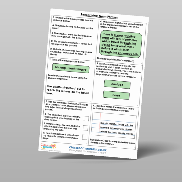 Year 5 Recognising Noun Phrases Mixed Activity Resource | Classroom Secrets