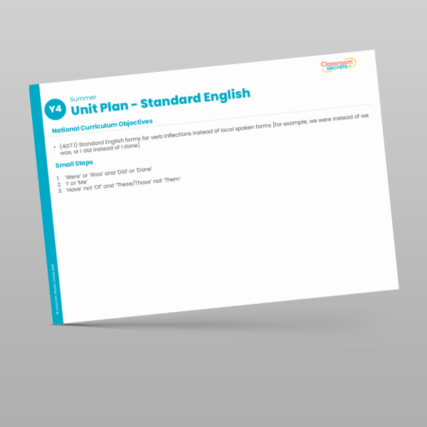 Year 4 Standard English Guidance Resource | Classroom Secrets