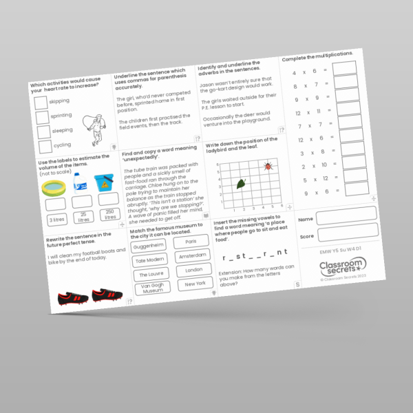 Year 5 Early Morning Work Summer Week 4 Resource | Classroom Secrets