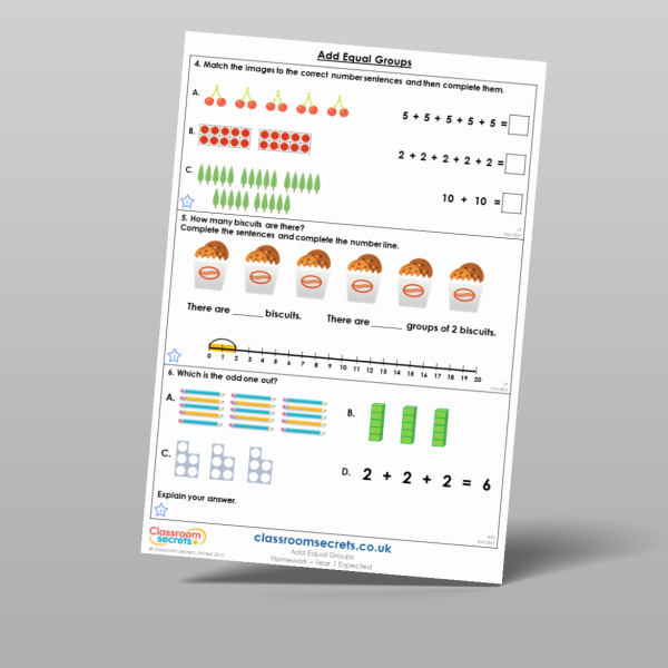 Year 1 Add Equal Groups Homework Resource | Classroom Secrets