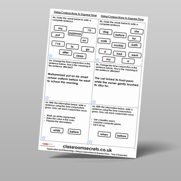 Year 3 Using Conjunctions To Express Time Application And Reasoning ...