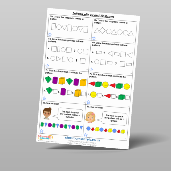 Year 1 Patterns With 2d And 3d Shapes Varied Fluency Resource ...