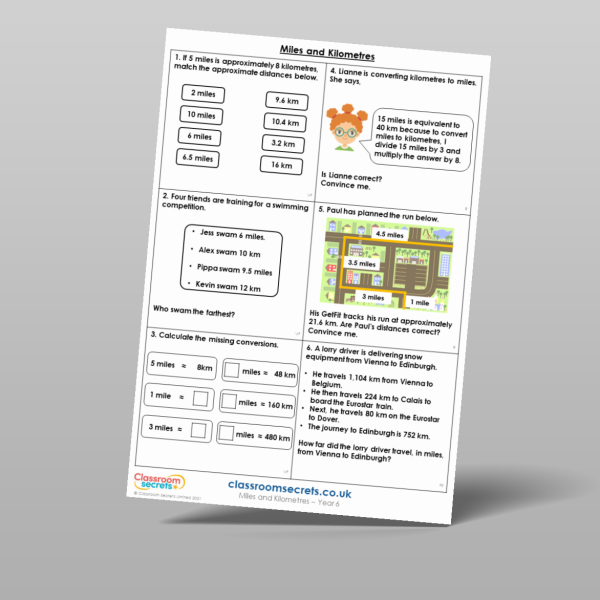 Year 6 Miles And Kilometres Mixed Activity Resource | Classroom Secrets