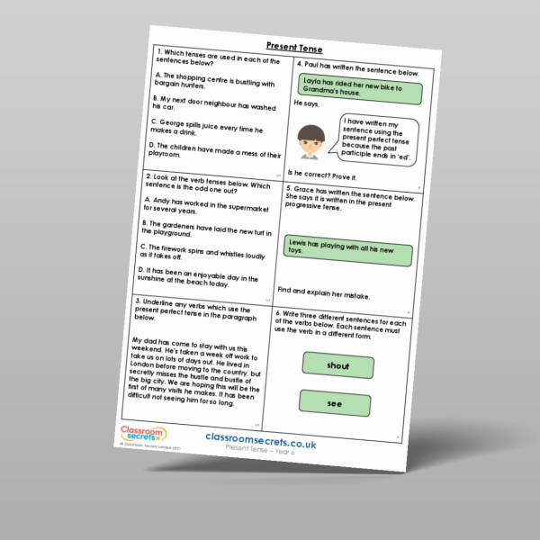 Year 6 Present Tense Mixed Activity Resource | Classroom Secrets