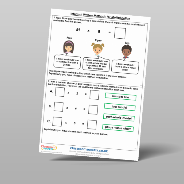 Year 4 Informal Written Methods For Multiplication Discussion Problem Resource | Classroom Secrets