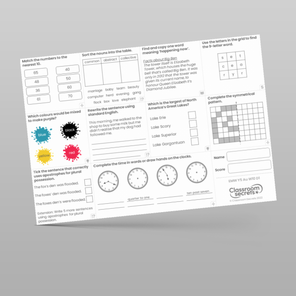 Year 5 Early Morning Work Autumn Week 10 Resource | Classroom Secrets