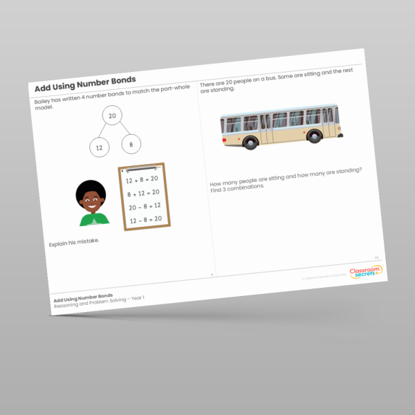 Year 1 Add Using Number Bonds Reasoning And Problem Solving Resource Classroom Secrets